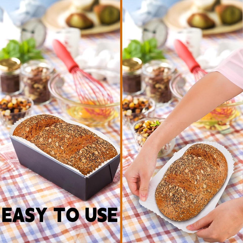 Loaf Bread Baking Liners, Paper Loaf Pan Liners, 2 LB Disposable Bread ...