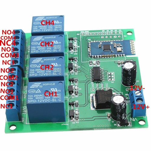 12V 4Ch Multifunction Bluetooth Relay Android Mobile Phone Remote ...
