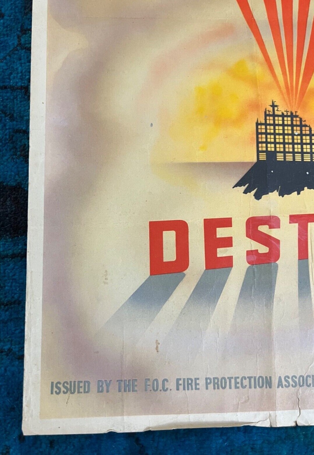 Original Safety Poster Fire Destroys Prevent Fire Protection ...