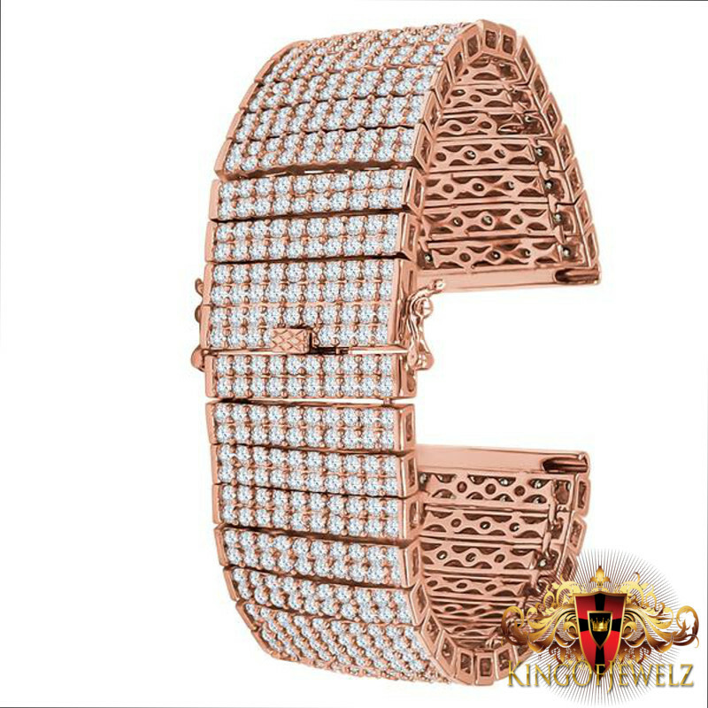 PREMIUM GRADE GOLD TONE FINISH MEN'S 10 ROW SIMULATED DIAMOND CUSTOM ...