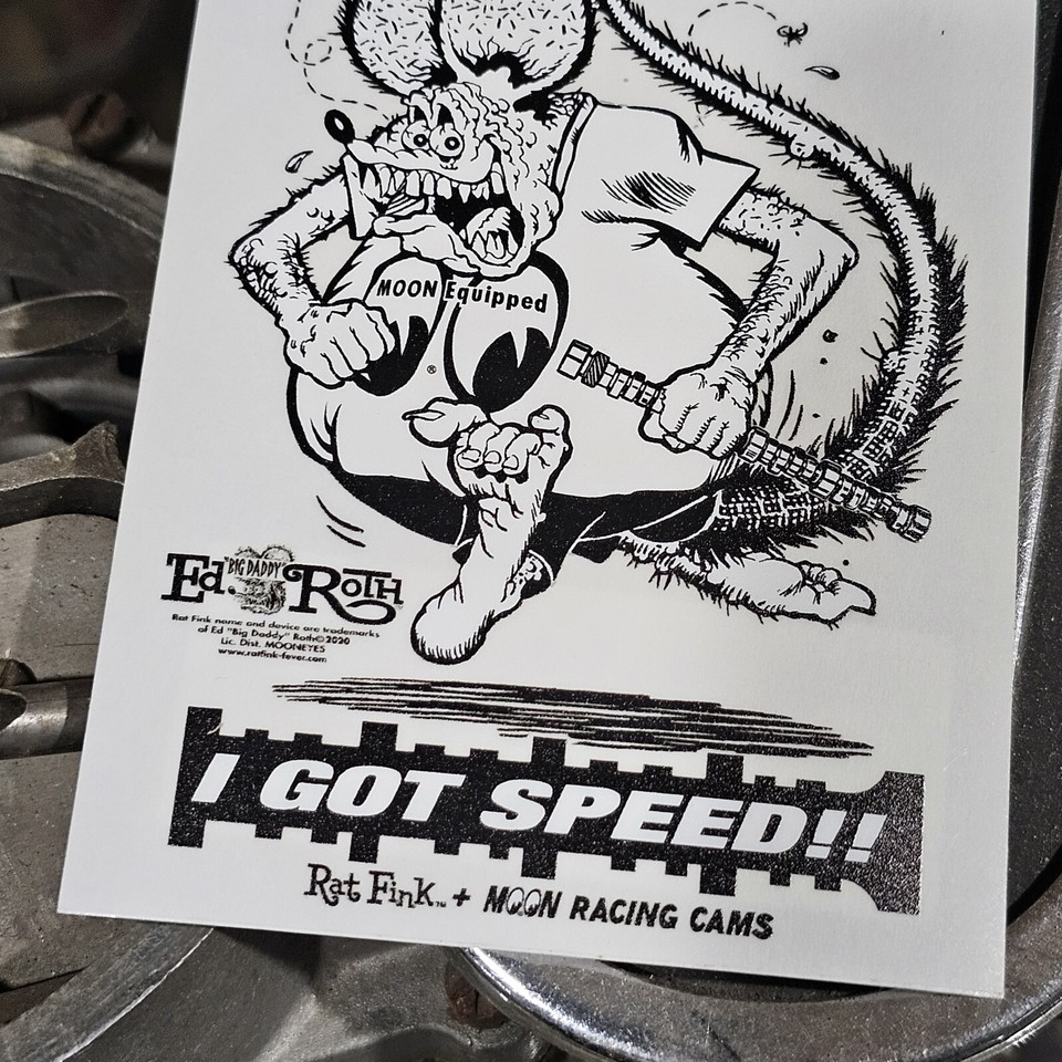 RAT FINK x MOONeyes Decal vtg Hot Rod Drag Racing Ed Roth Sticker Moon ...