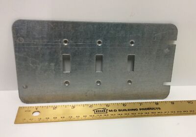 Steel City Toggle Switch Cover NOS 3 Gang 4 11/16” Metal Plate Cover ...