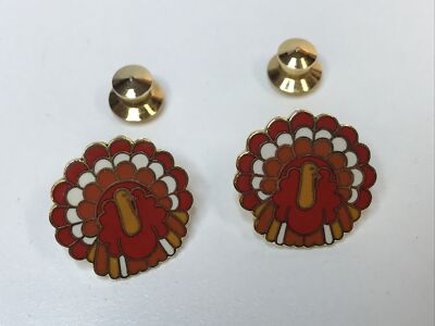 Two Hallmark PIN Back Thanksgiving Vintage TURKEY Cloisonnel TIE Hat ...