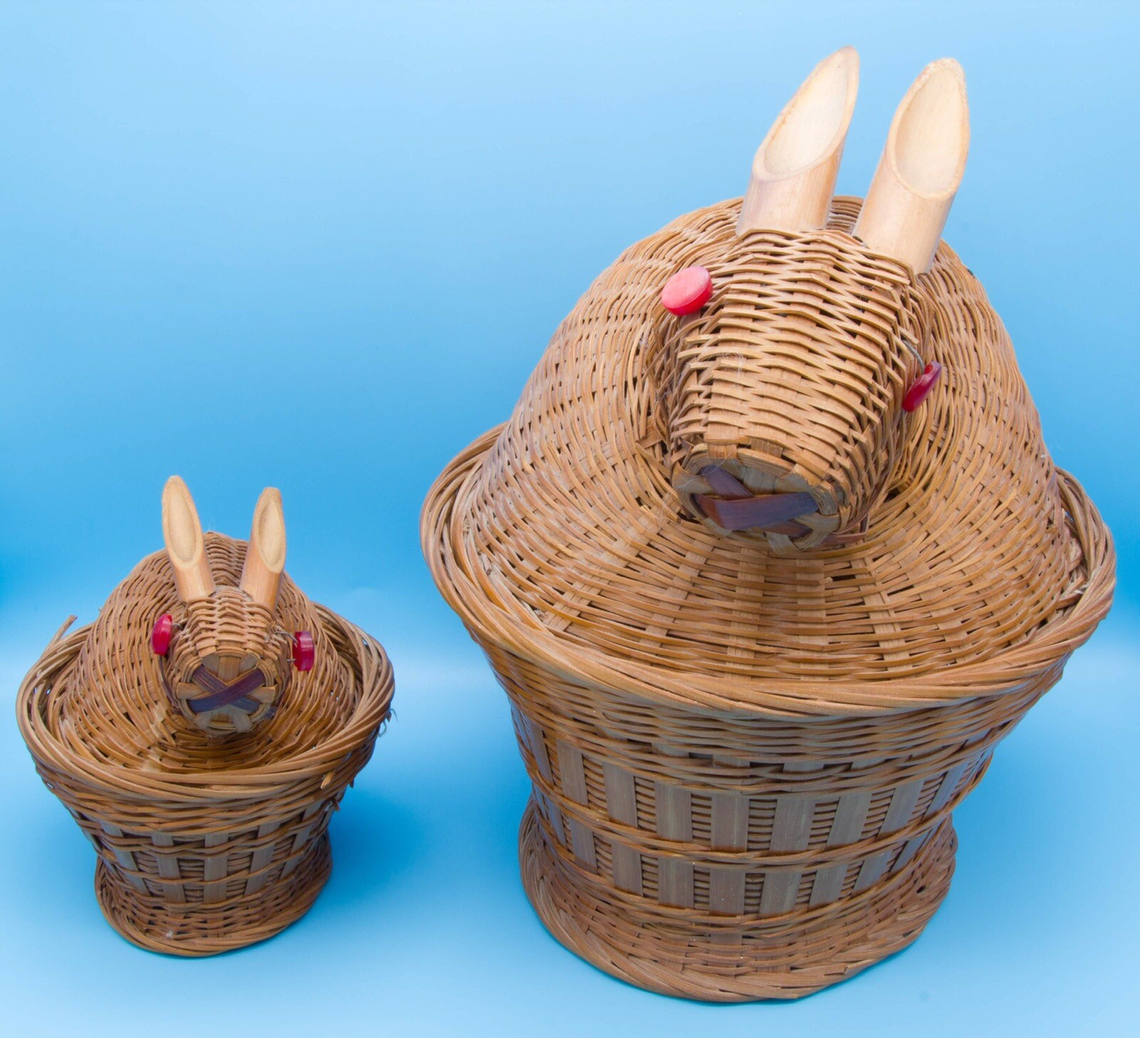 VIntage Brown Wicker Rabbit Baskets, Mama & Baby | eBay