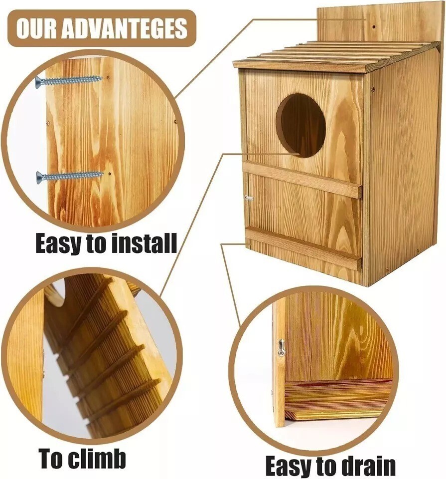 Owl House-Wooden Owl Box Owl Houses for Outdoors Suitable for Barn Owl ...