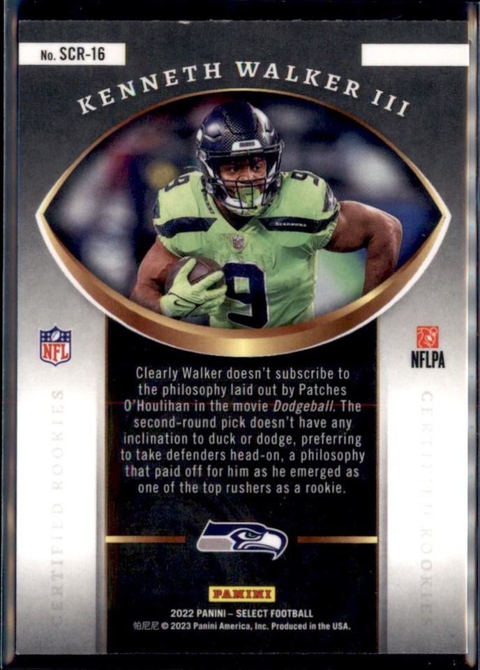 2022 Panini Select #SCR-16 Kenneth Walker III Select Certified Rookies ...