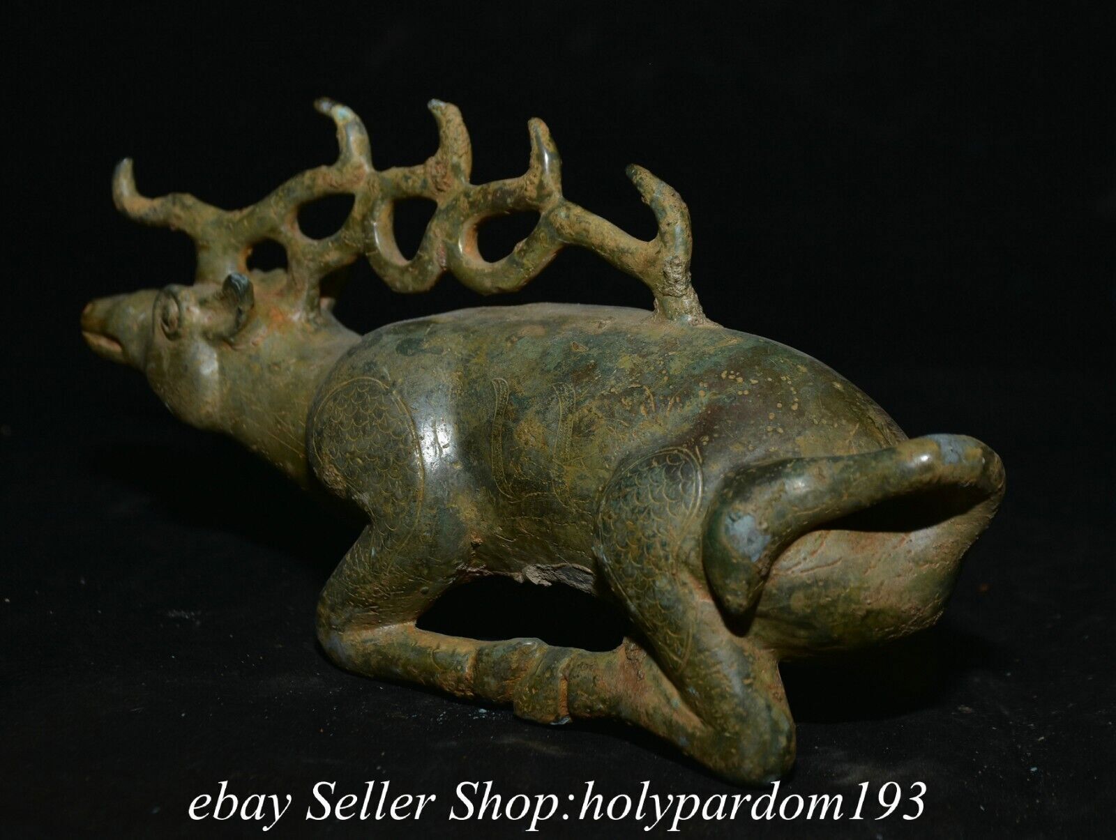 7.6" Old Chinese Shang Dynasty Bronze ware Deer Beast Statue Sculpture ...