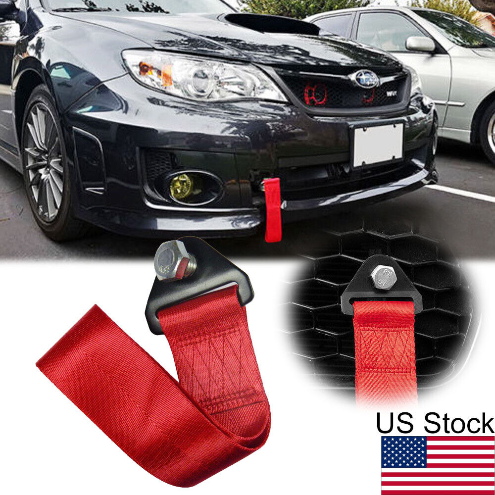 1PC Red High Strength Racing Tow Strap For Front Rear Bumper Towing ...