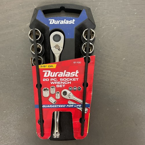 Duralast 61-100 3/8" Drive Ratchet/Socket SAE/Metric Tool Set 20 Piece ...