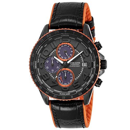Angel Clover Wristwatch Mondo Solar Black/Orange Solar Battery 44MM ...