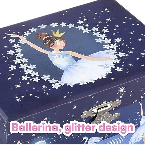 Girl's Musical Jewelry Storage Box with Spinning Ballerina, Glitter ...