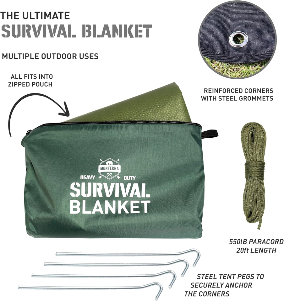 Insulated Tarp, Emergency Survival Blanket, 60” X 84”, Heavy Duty ...