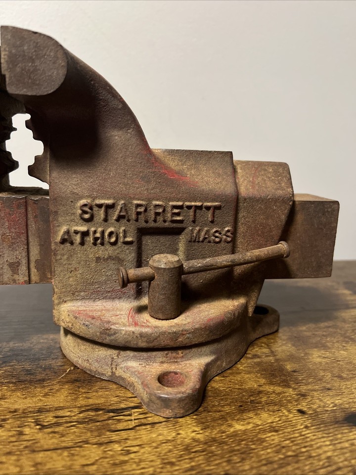 VTG Starrett Swivel Base Bench Vise, #013 1/2, MADE IN USA: Athol, Mass ...