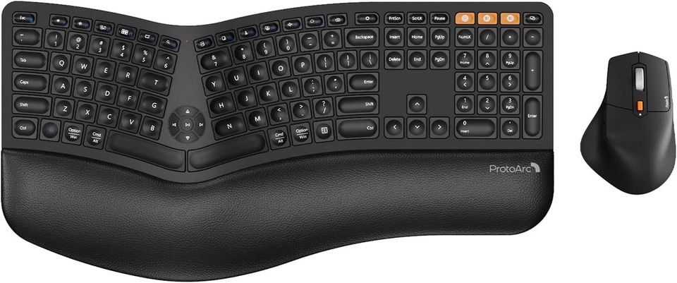ProtoArc Ergonomic Wireless Keyboard Mouse, EKM01 Plus Full Size Ergo ...