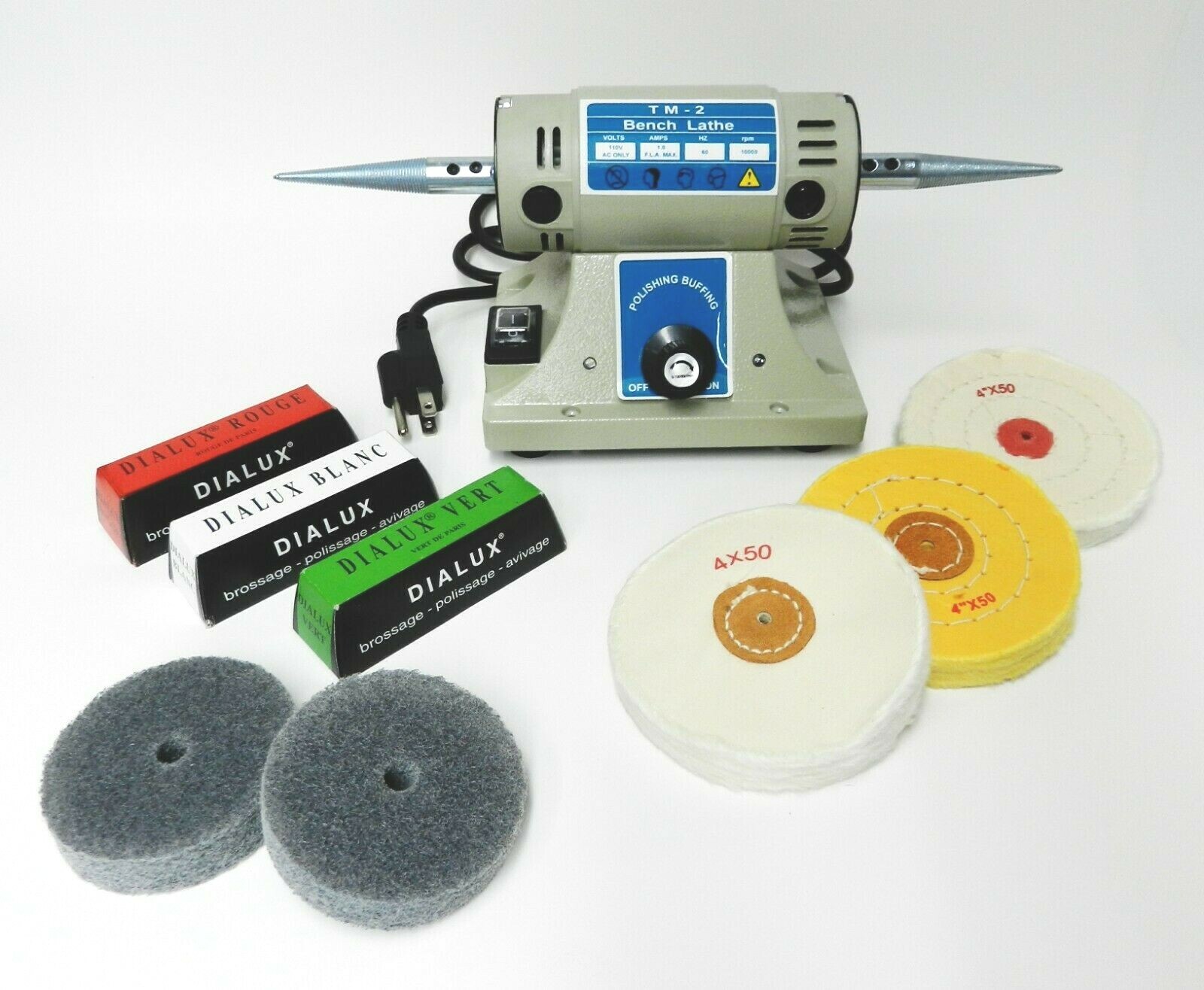 Bench Top Buffer Polisher Kit Variable Speed Motor with Set Buffs ...