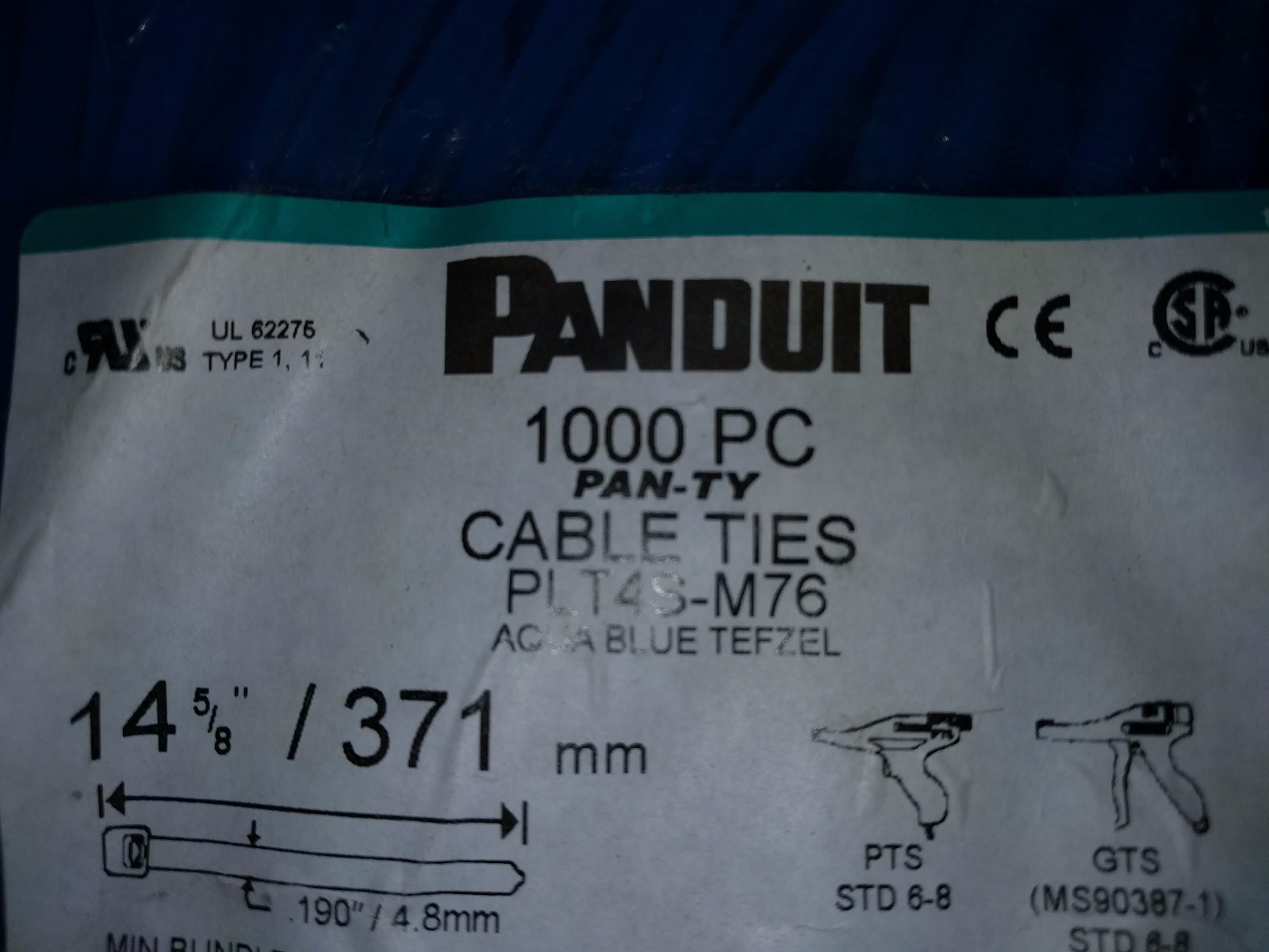 Panduit Plt4s-m76 Aqua Blue Cable Ties 1000 Piece for sale online | eBay