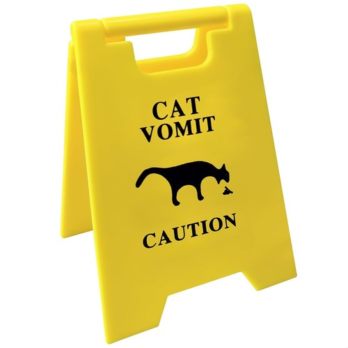Vomiting Cat Sign, Warning Sign Decoration, Funny Desk Decoration Gift ...