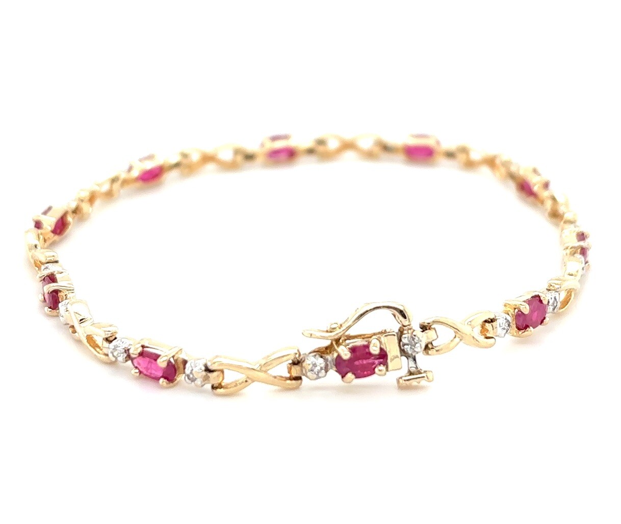 10K Yellow Gold Ruby and Diamond Tennis Bracelet 6.0g | eBay