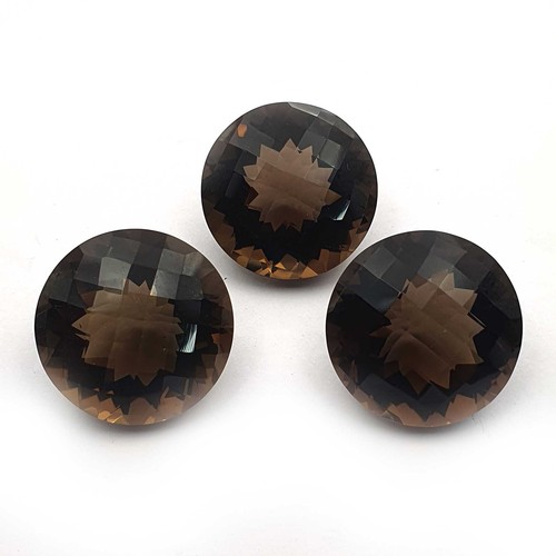 Natural Smoky Quartz Round Checker Cut Loose Stone Lot 25 MM 48 CT 1 ...