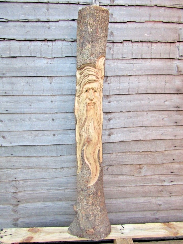 Fair Trade Hand Carved Wooden Green Man Full Tree Trunk Stump Log ...