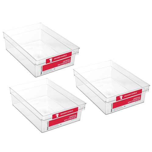 3x Box Sweden 36cm Crystal Nest Storage Plastic Box Pantry Organiser ...