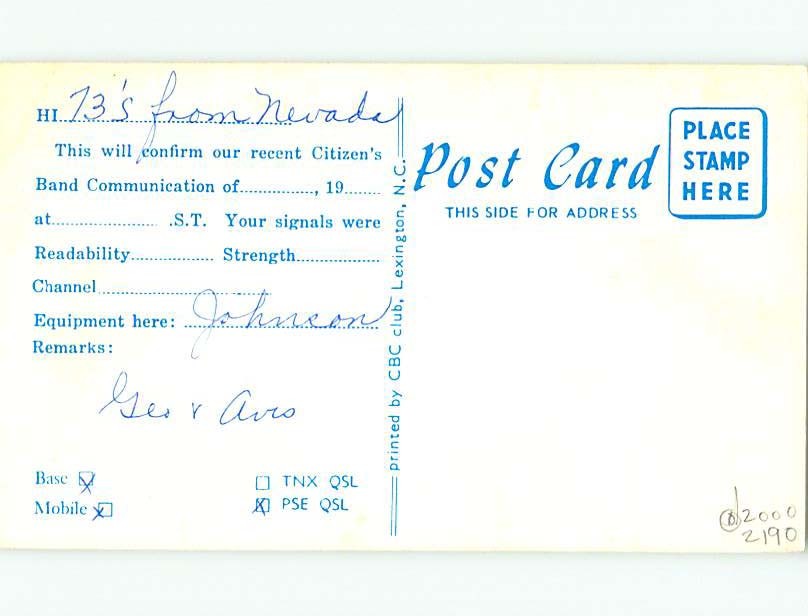 Off Road - Off Roading - Qsl Ham Radio Card Carson City Nevada NV t1437 ...