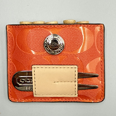 Coach Golf Tee Set With Divot Tool Ball Marker Orange & Tan Never Used ...