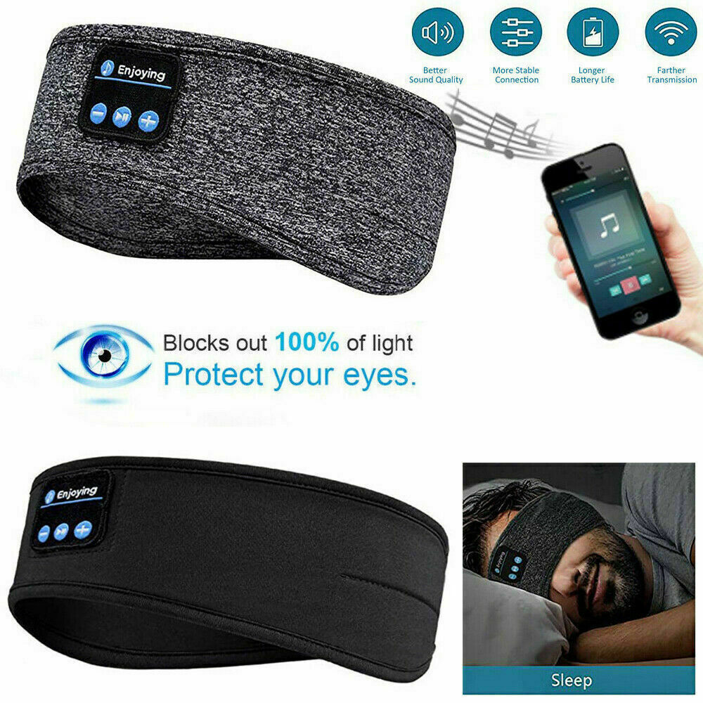 Bluetooth Wireless Headband Headset Eye Mask Headphones - Sleep, Music ...
