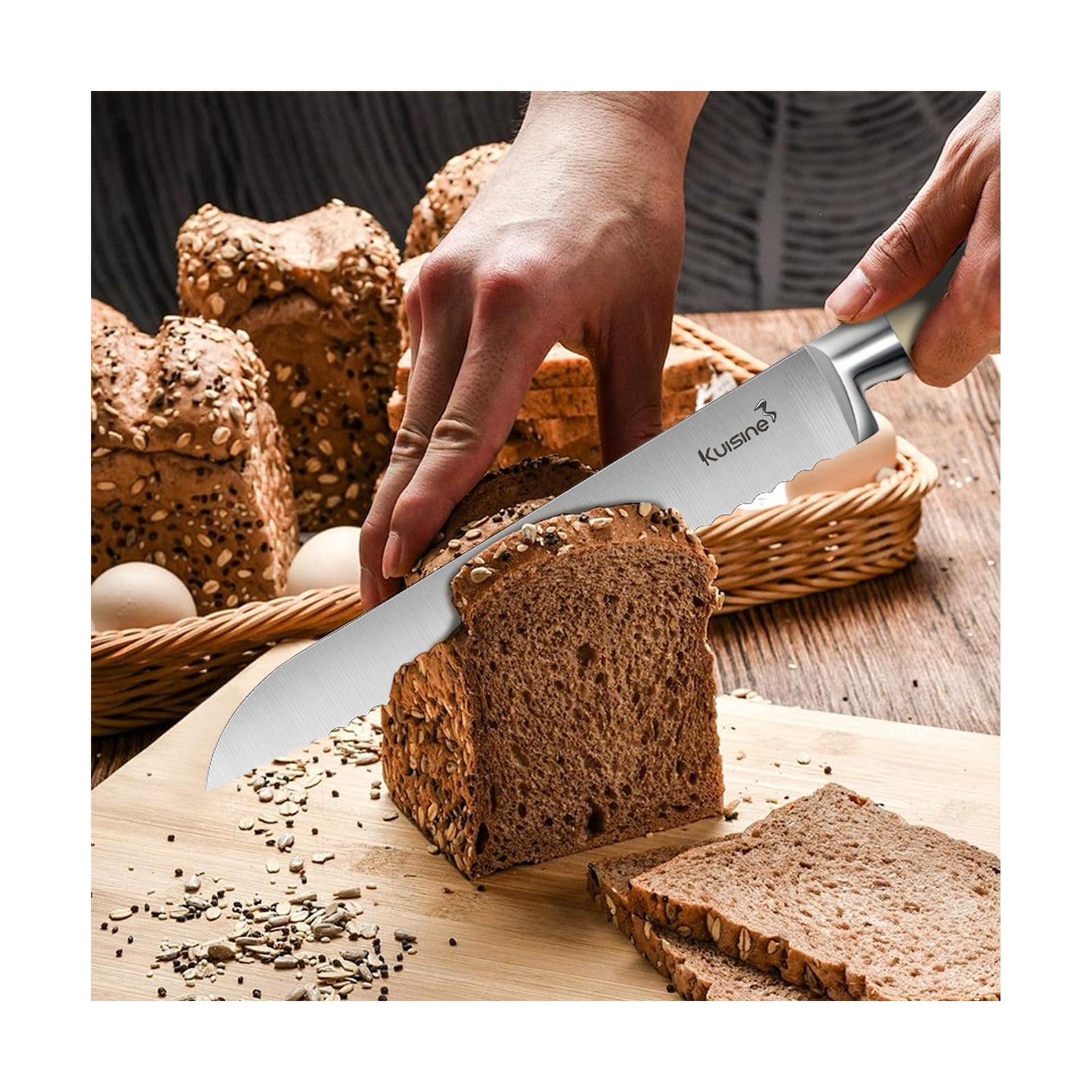 Kuisine Chef Knife Set Block Razor-sharp German High Carbon Stainless ...