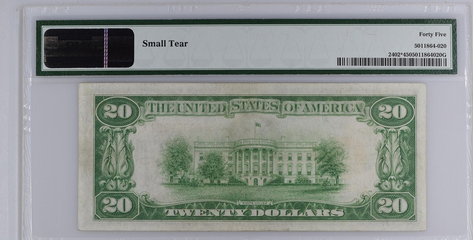 1928 $20 Small Size Gold Certificate Star Replacement Note 2402* PMG 45 ...