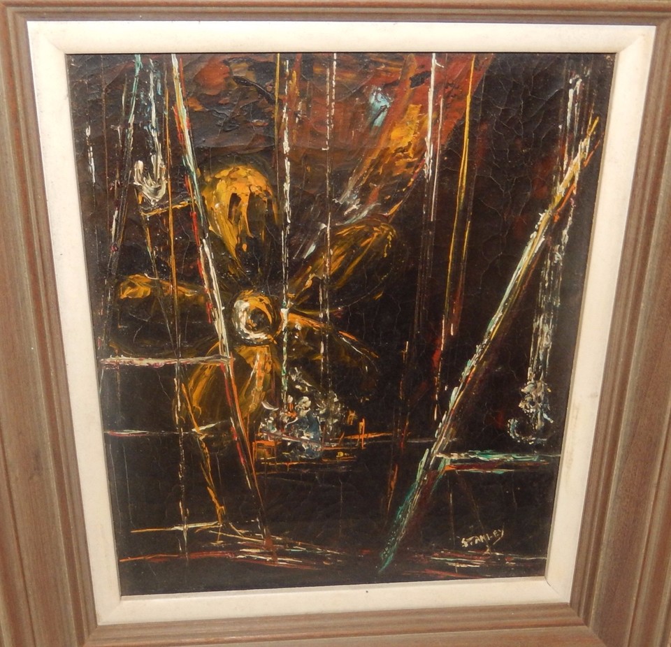 STANLEY VINTAGE ORIGINAL OIL ON CANVAS ABSTRACT SEASCAPE PAINTING | eBay