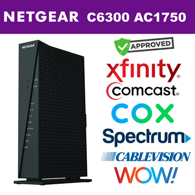 Netgear C6300 AC1750 Cable Modem + WiFi Dual Band Router Xfinity COX ...