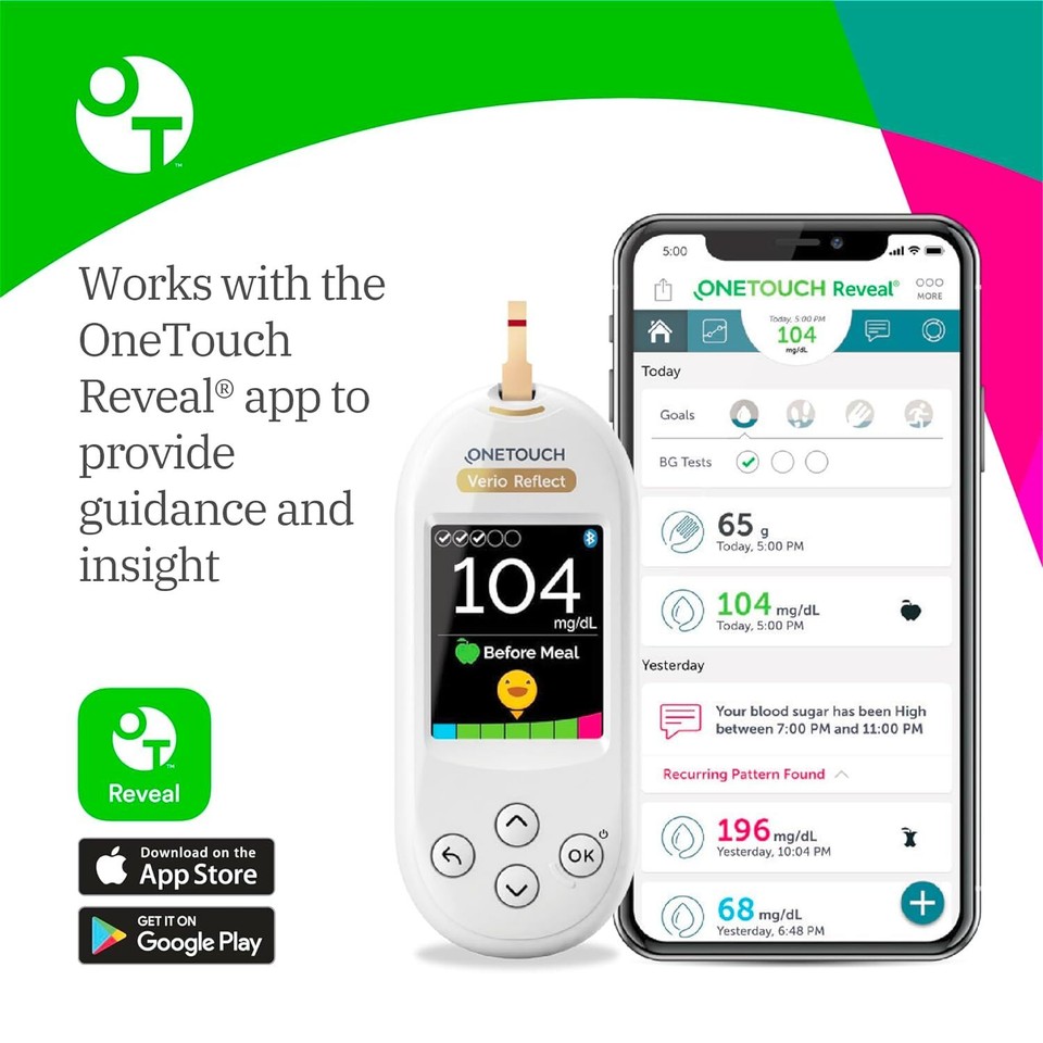 OneTouch Blood Sugar Test Kit | Includes OneTouch Verio Reflect Blood ...