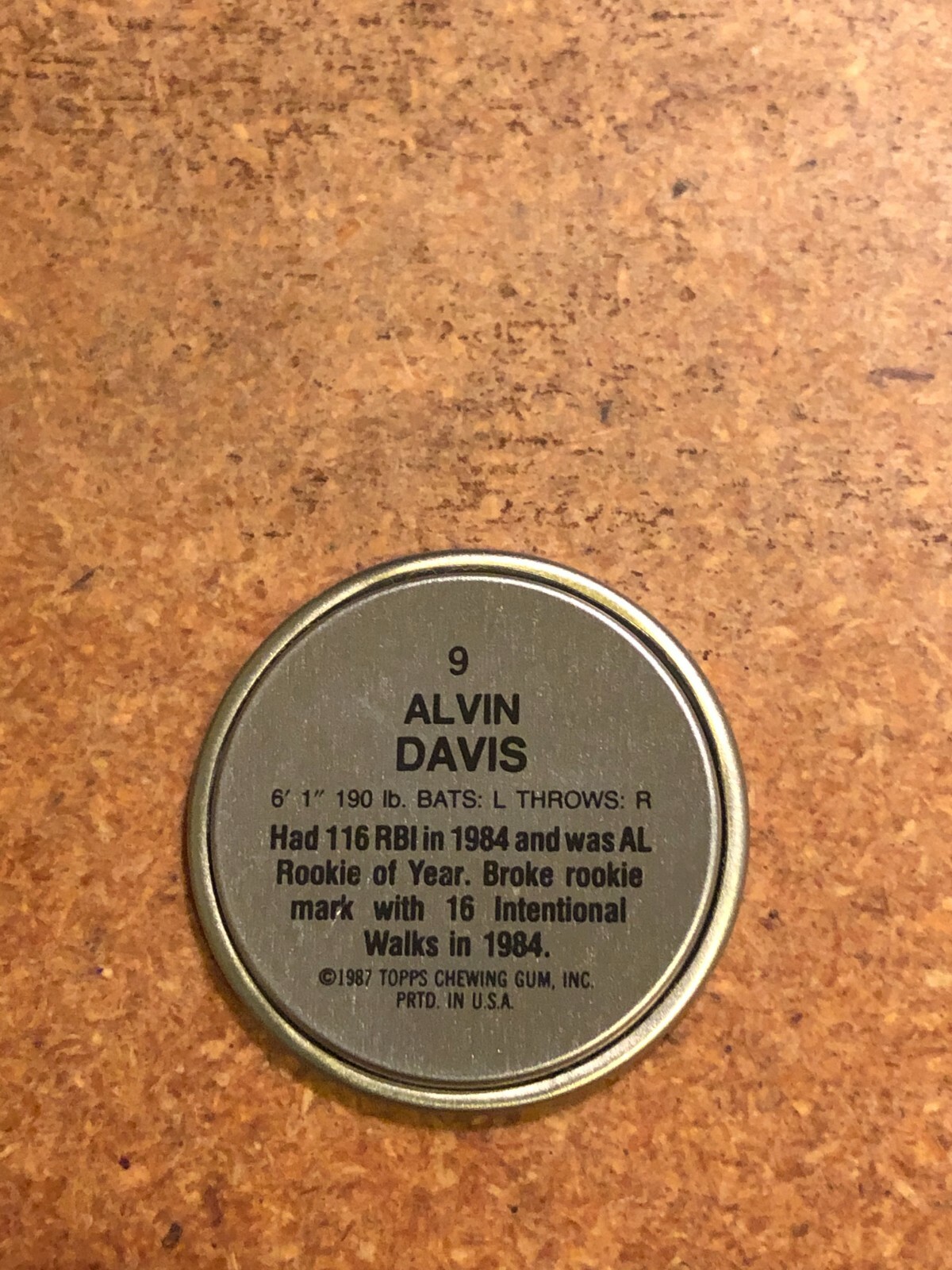 1987 Topps Baseball Coin # 9 Alvin Davis | eBay