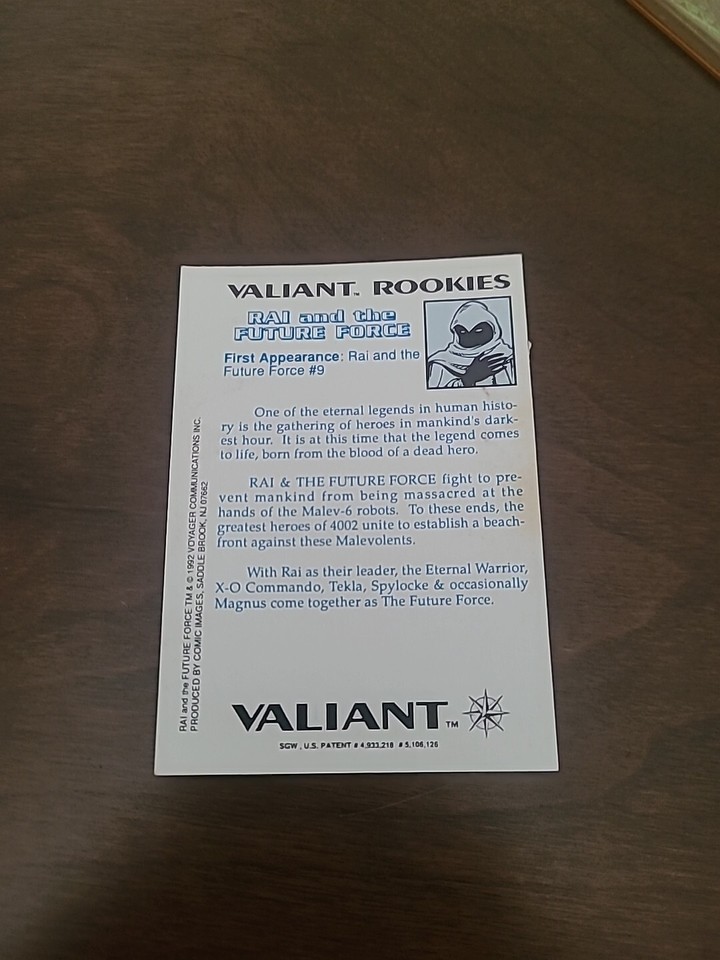 Nice 1992 Valiant Valiant Rookies Rai And The Future Force Chromium ...