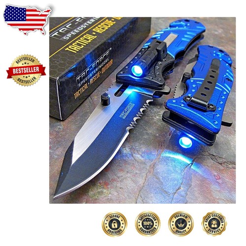 Rescue-Ready Folding Knife with LED Light & Spring Assisted Blade - 3. ...
