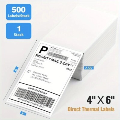500Pack 500 4x6 Thermal Shipping Labels Foldable Any Prints Thermal ...