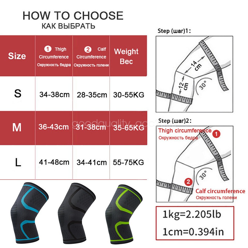 Knee Brace Support Compression Sleeve Gym Sports Running Joint Pain ...