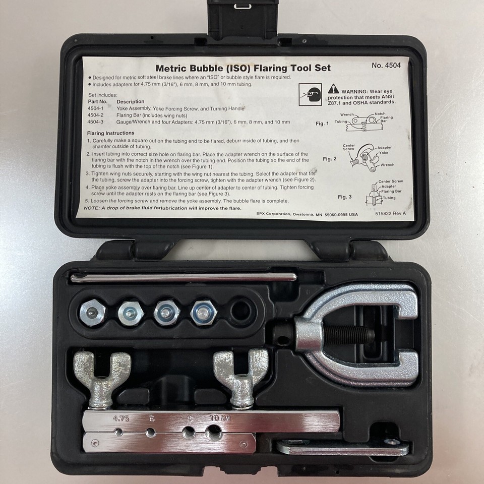 OTC Metric Bubble ISO Flaring Tool Sets 4504 SPX Brake Line Flaring ...