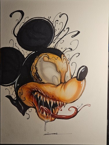Max Toons Mickey Mouse venomized Art Sketch OA Gorkem Demir COA Disney ...