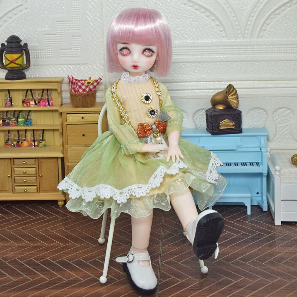 Fashion Pretty 30cm BJD Doll 1/6 SD Dolls BJD Short Pink Hair Elf Ears ...