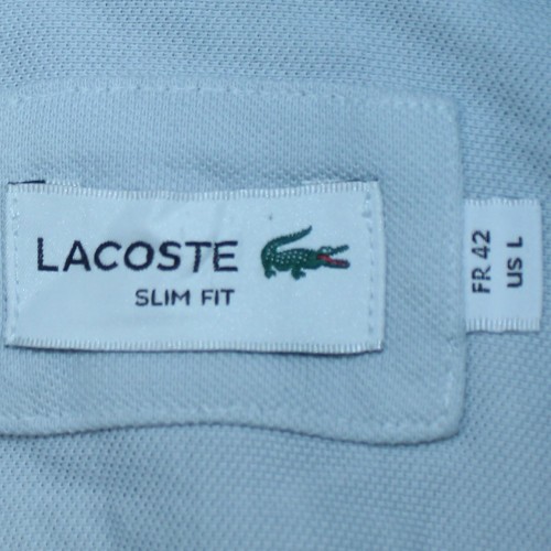 Lacoste Mens Shirt Light Blue Slim Fit Long Sleeve Croc Logo Pocket ...