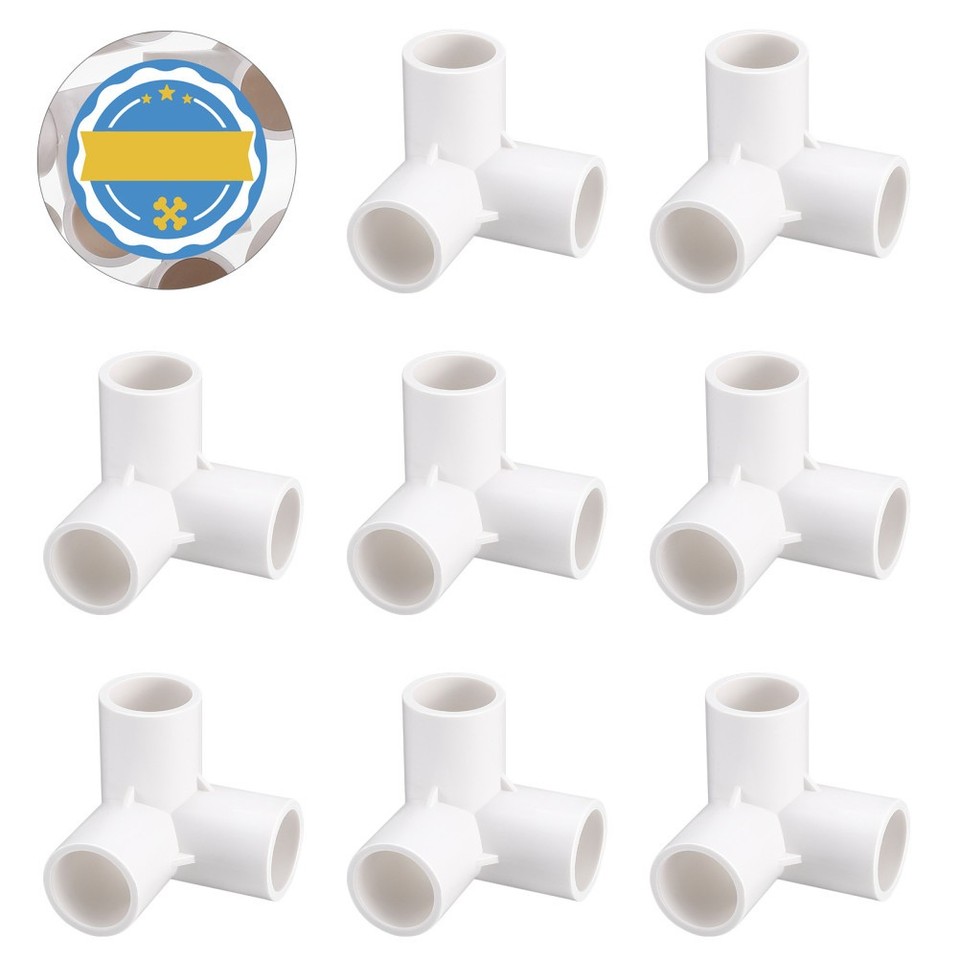 8 Pcs Pvc-u Fitting Elbow Coupling Three Way Connector Pipe Fittings ...
