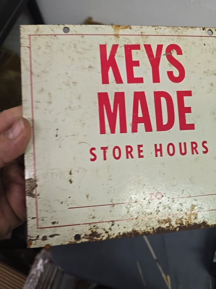 Vintage Metal Keys Made Store Hours Sign | eBay