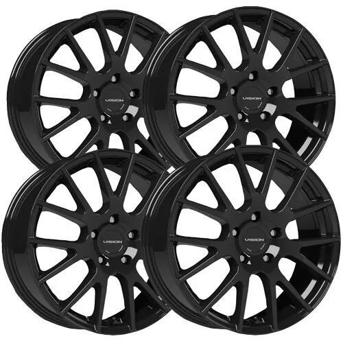 (Set-4) Vision 18 Hellion 14x5.5 4x100 38mm Gloss Black Wheels Rims 14 ...