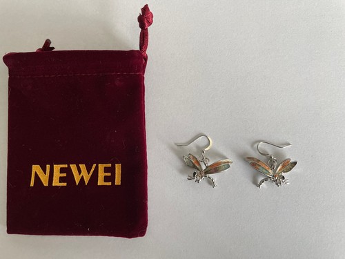 Butterfly Earings floral enamel by Newei. NEW! Includes Gift Bag | eBay