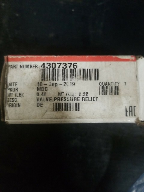 Cummins Fuel Pressure Relief Valve 4307376 for sale online | eBay