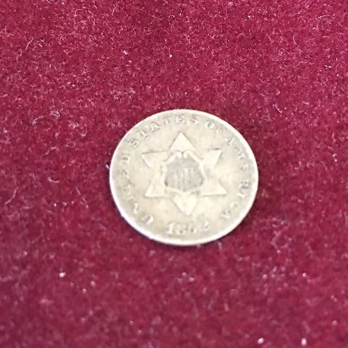 1852 Three 3 Cent Silver Piece Type 1 Trime Coin | eBay