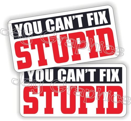 pair - YOU CANT FIX STUPID Funny Hard Hat Sticker Decal | eBay