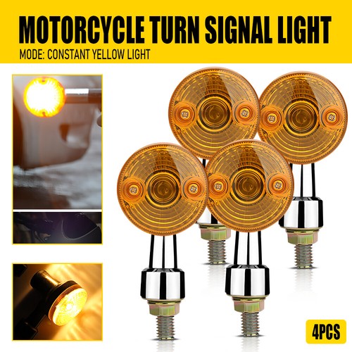 4X LED Motorcycle Turn Signals Round Light Indicator Tail Light Amber ...